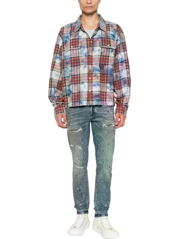 PURPLE BRAND Distressed Paint-splatter Skinny Jeans - Blue