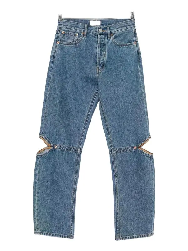 Still Here Cut-out Straight-leg Jeans - Blue