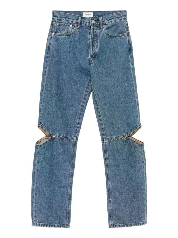 Still Here Cut-out Straight-leg Jeans - Blue