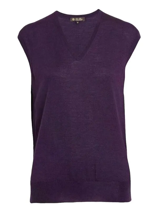 Loro Piana V-neck Fine Knit Vest - Purple