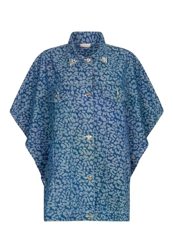 Liu Jo Animal-print Denim Cape - Blue