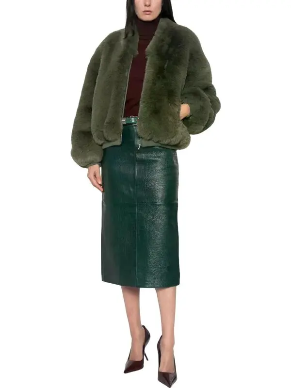 THE FRANKIE SHOP Faux-fur Zip-up Jacket - Green