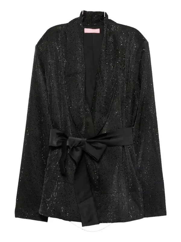 TWENTY FOURHAITCH Embellished Belted Jacket - Black
