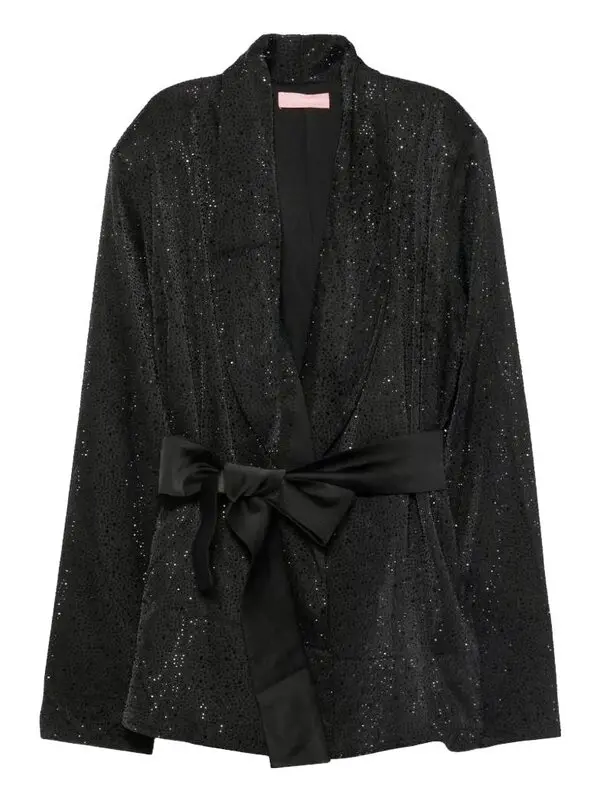 TWENTY FOURHAITCH Embellished Belted Jacket - Black