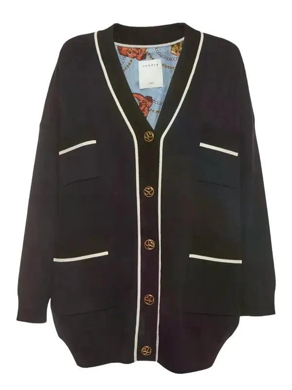 Sandro Chelan Striped Knit Cardigan - Black