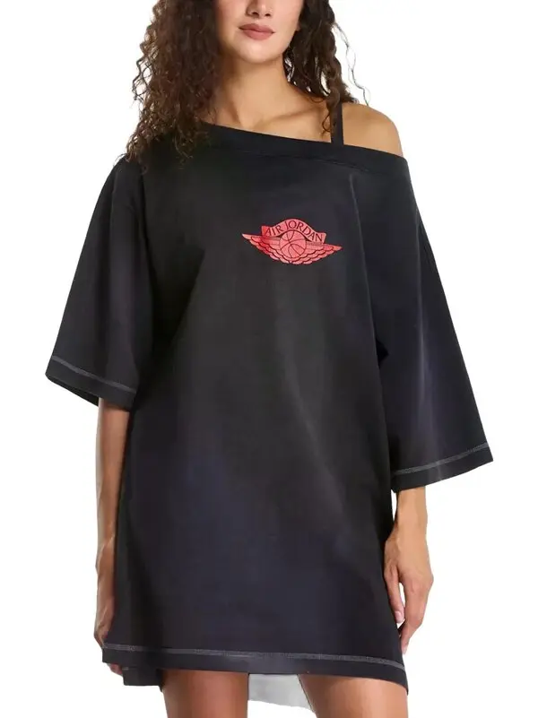 JORDAN Flight Logo-print Off-shoulder Mini Dress - Black