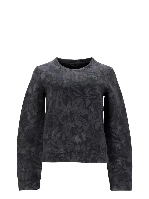 Valentino Garavani Butterfly Print Cotton Sweatshirt - Grey