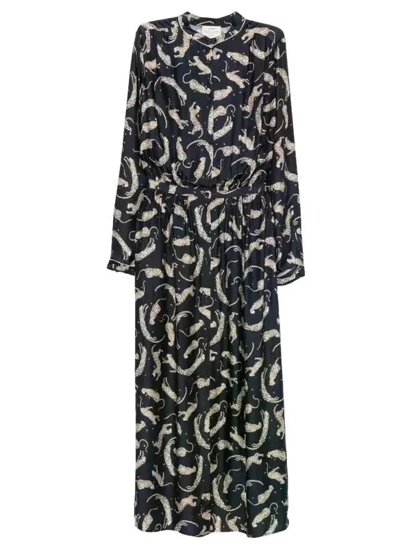 FORTE_FORTE Leopard-print Midi Dress - Blue