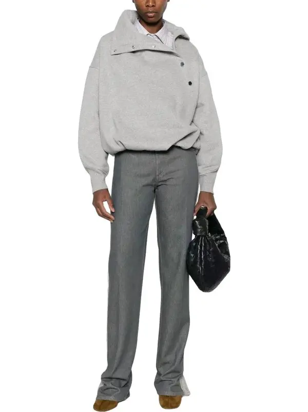 Sportmax Asymmetric Press-stud Sweatshirt - Grey