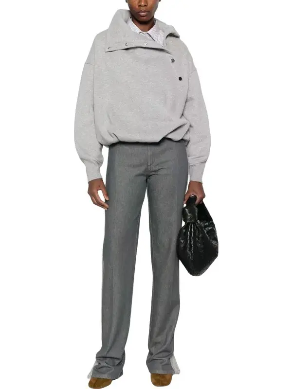 Sportmax Asymmetric Press-stud Sweatshirt - Grey
