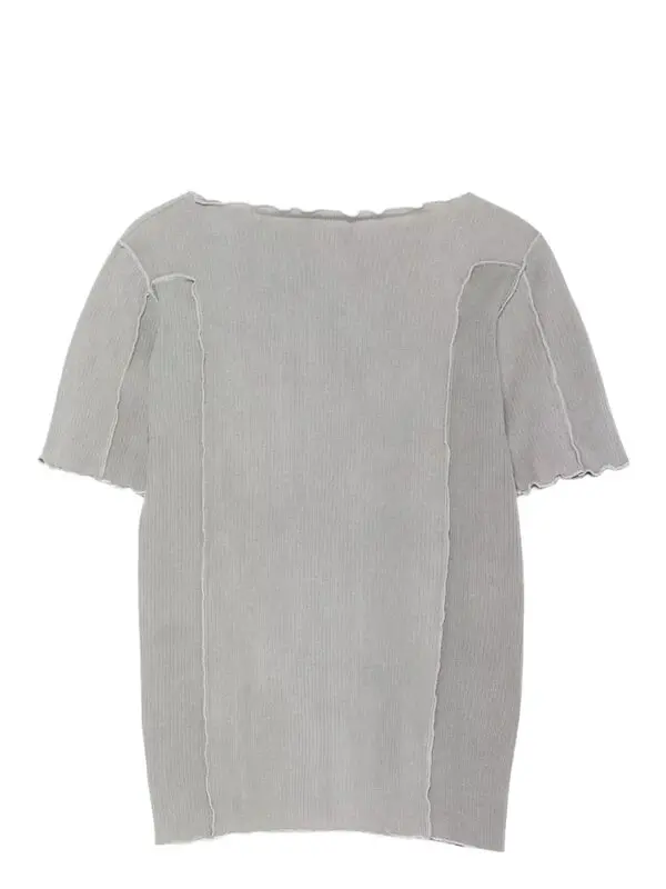 BASERANGE Ribbed Knit Boat-neck T-shirt - Grey