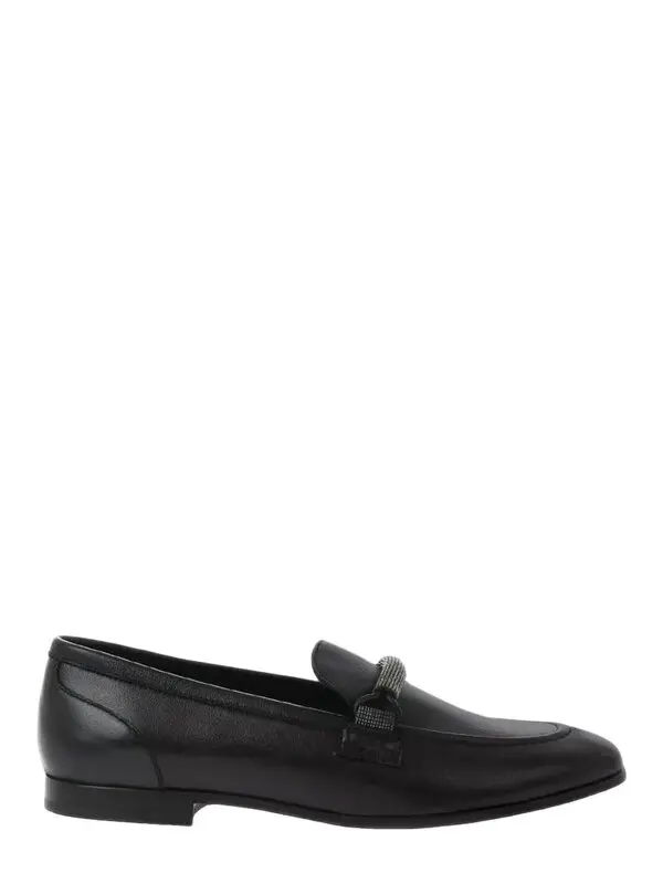 Brunello Cucinelli Rhinestone-embellished Leather Loafers - Black