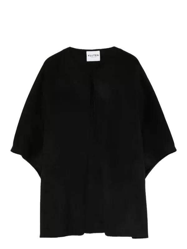 KUJTEN Open-front Short-sleeve Cape - Black