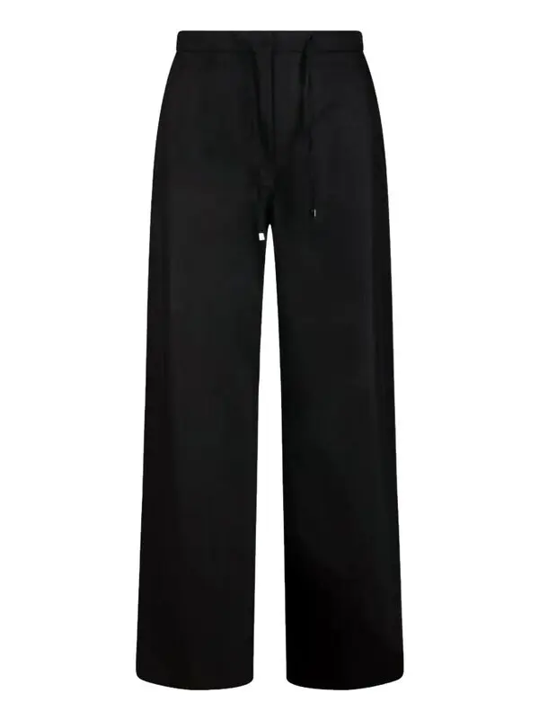 Max Mara Drawstring Wool-flannel Trousers - Black