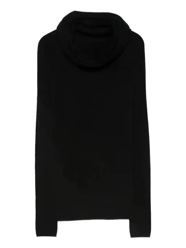 LE PETIT PULLE Off-shoulder Ruched Knit Sweater - Black