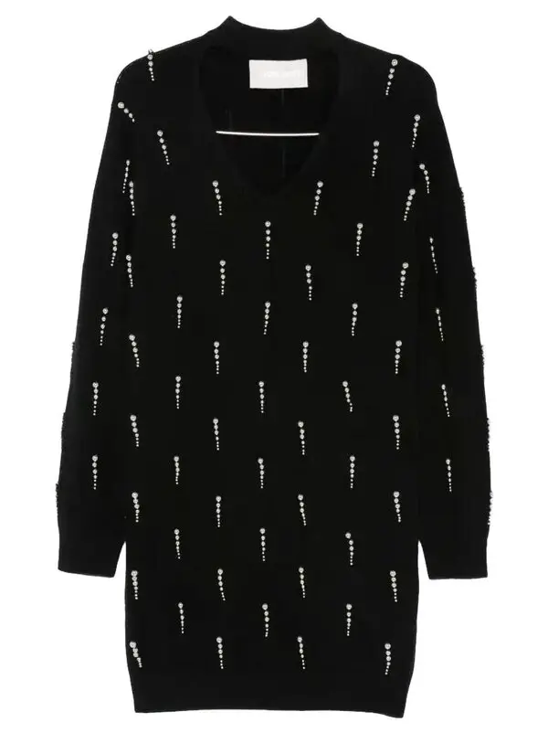 CIRCUS HOTEL Bead-embellished Cut-out Dress - Black