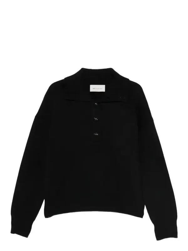 AMI Paris De Coeur Button-down Sweater - Black