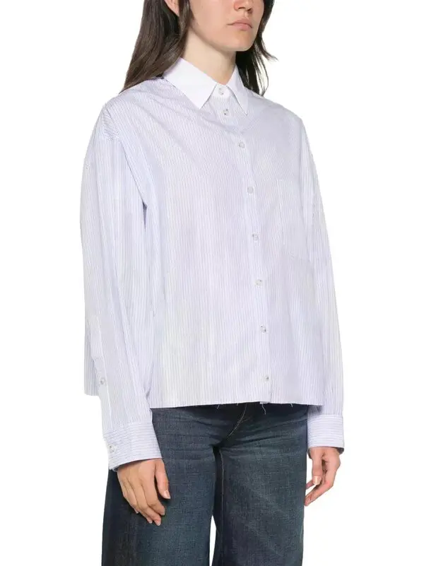 NINE:INTHE:MORNING Vertical Stripe Long Sleeve Shirt - Blue