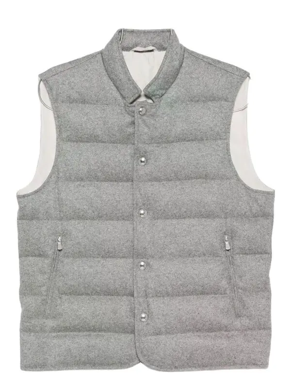 Eleventy Quilted High-neck Gilet - Grey