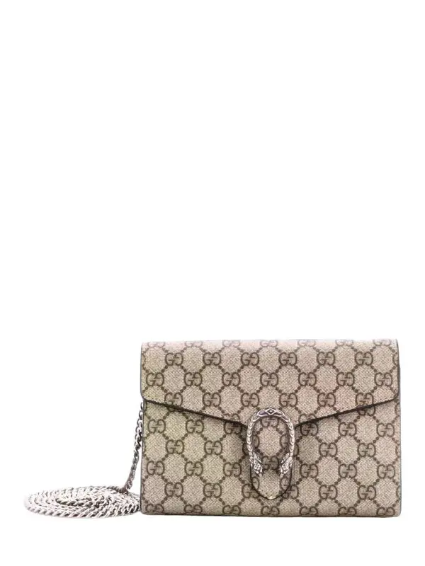 Gucci Dionysus Chain Wallet Gg Coated Canvas Small Crossbody Bag - Brown