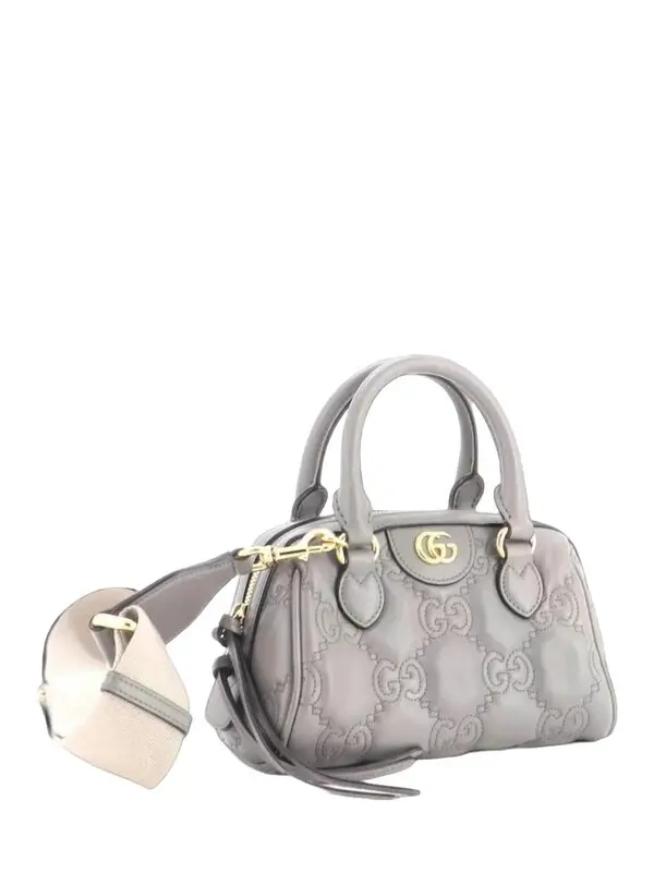 Gucci Ophidia Convertible Boston Top Handle Bag Gg Matelasse Leather Mini Crossbody Bag - Grey