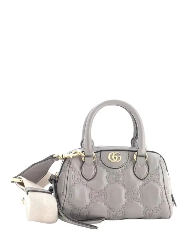 Gucci Ophidia Convertible Boston Top Handle Bag Gg Matelasse Leather Mini Crossbody Bag - Grey