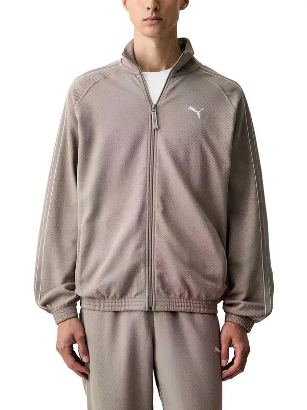 PUMA Logo-embroidered Zip-up Sweater - Neutrals