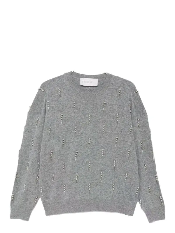 CIRCUS HOTEL Stud-embellished Fine Knit Sweater - Grey