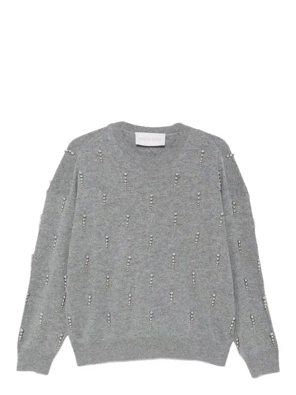 CIRCUS HOTEL Stud-embellished Fine Knit Sweater - Grey