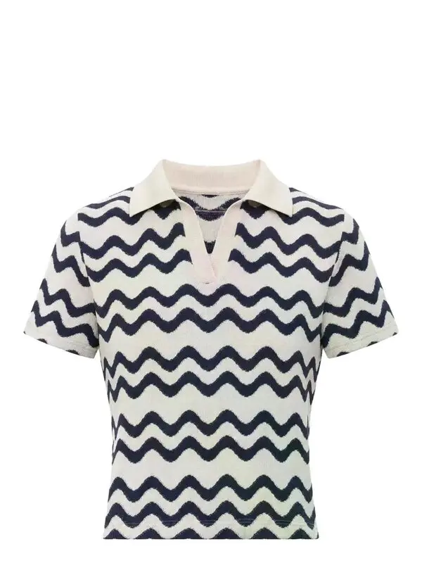 MC2 SAINT BARTH Chevron Knit Polo - Neutrals