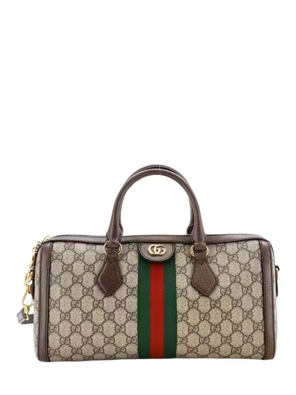 Gucci Ophidia Boston Bag Gg Coated Canvas Medium Satchel - Brown