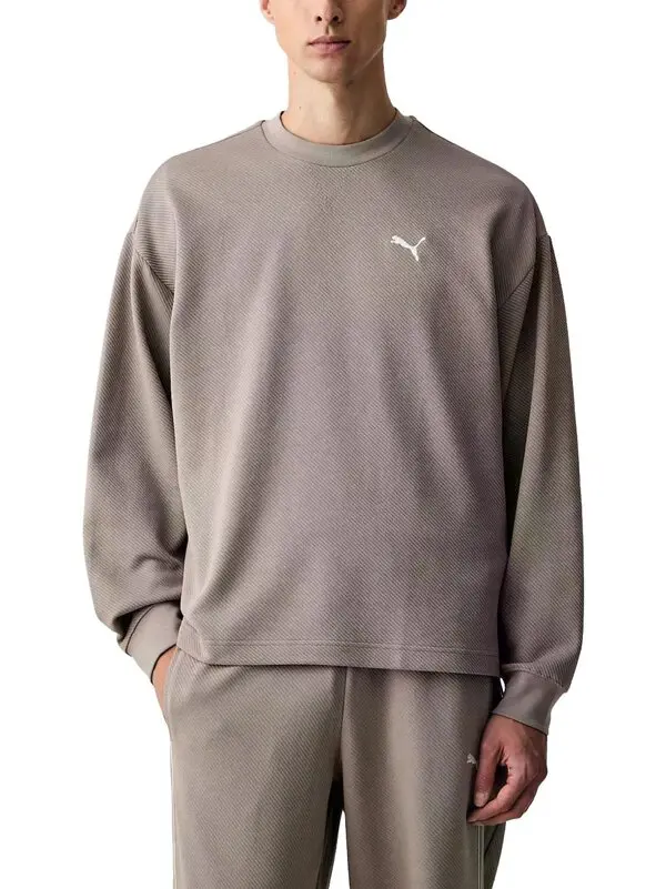 PUMA Logo-embroidered Textured Sweater - Neutrals