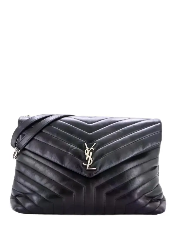 Saint Laurent Loulou Matelasse Chevron Leather Large Shoulder Bag - Black