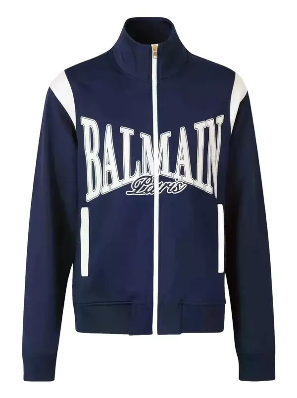 Balmain Logo-print Zip-up Jacket - Blue
