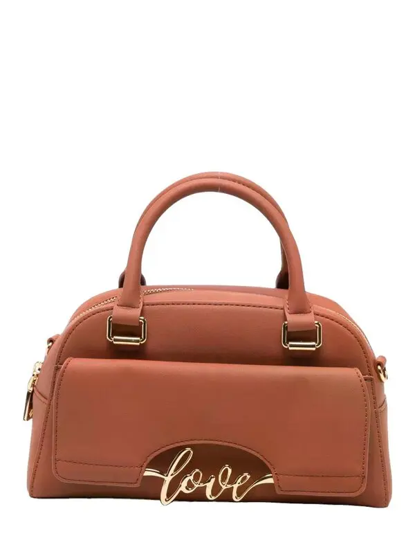Moschino Logo Plaque Tote Bag - Brown