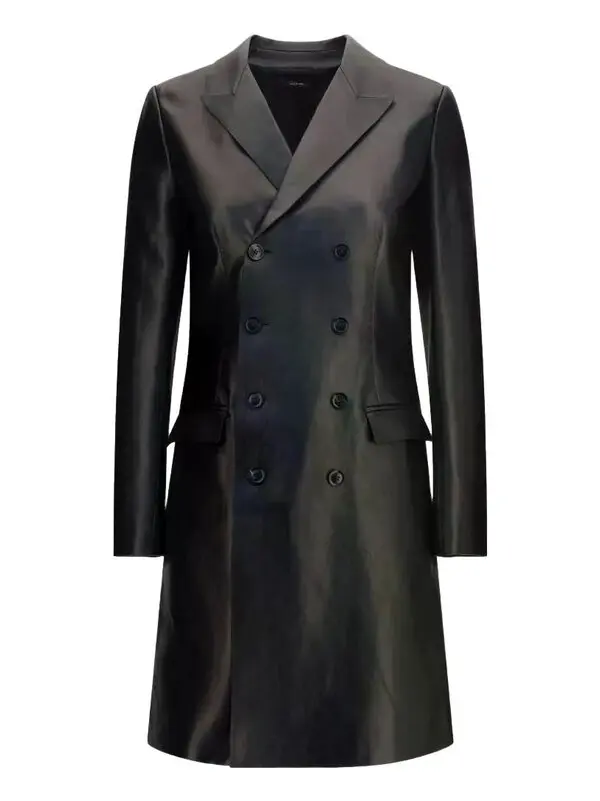 TOM FORD Double-breasted Calf Leather Coat - Black