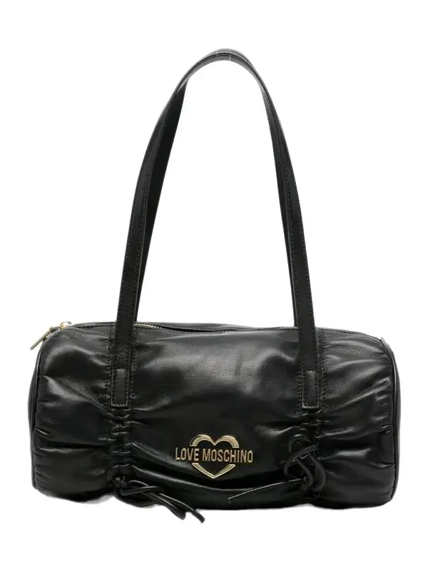 Moschino Ruched Heart-plaque Tote Bag - Black