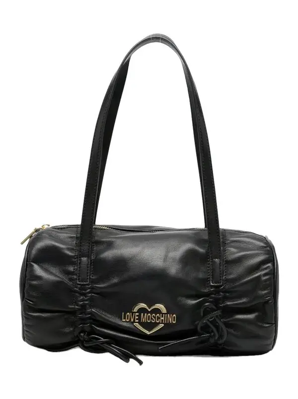 Moschino Ruched Heart-plaque Tote Bag - Black
