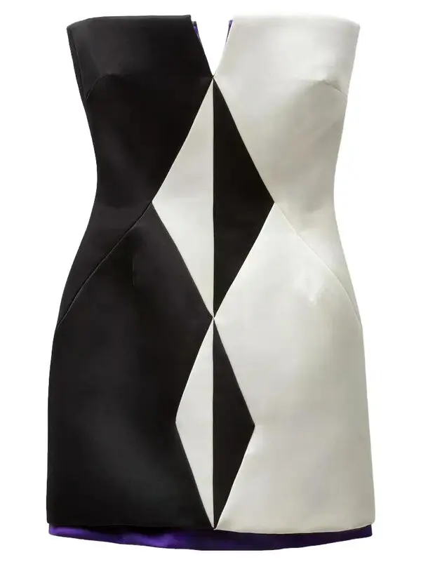 Versace Silk Duchesse Mini Dress - Black