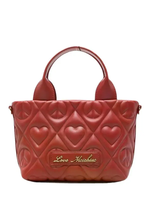 Moschino Heart-quilted Leather Tote Bag - Red