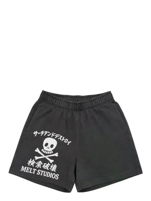 MELT Skull-print Jersey Shorts - Black