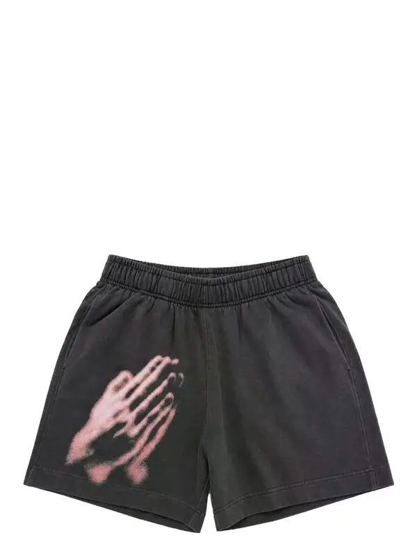 MELT Graphic-print Cotton Shorts - Black