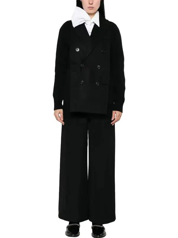 Sacai Double-breasted Layered Cardigan - Black