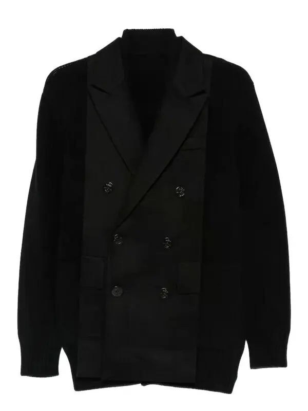Sacai Double-breasted Layered Cardigan - Black