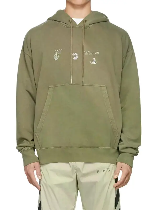 Off-White Logo Print Hoodie - Green