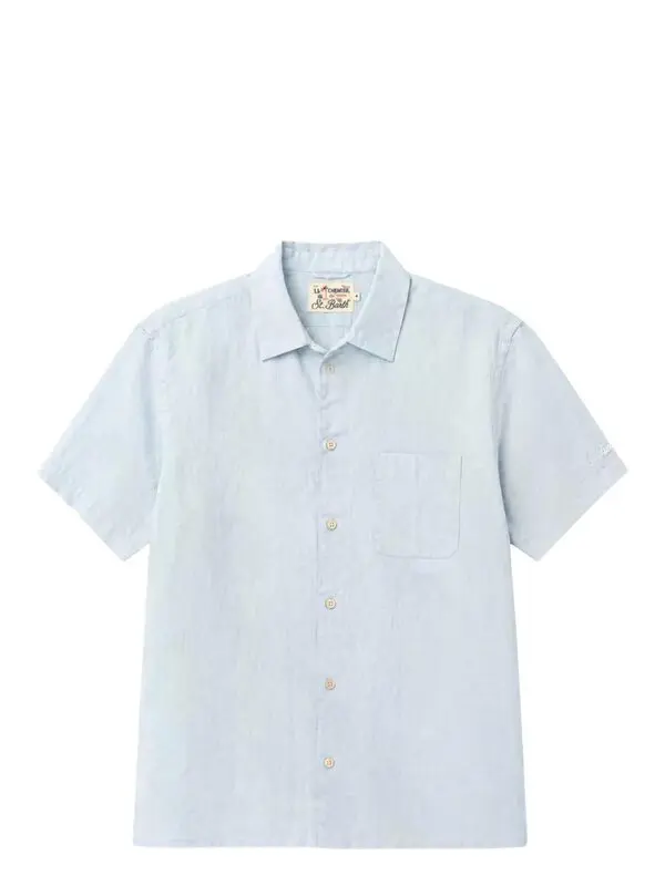 MC2 SAINT BARTH Short-sleeve Linen Shirt - Blue