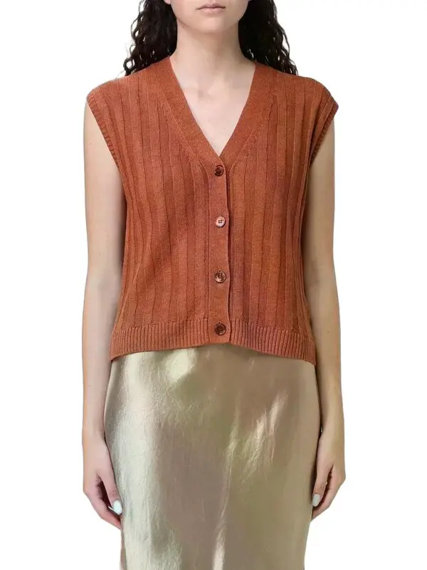 Max Mara Ribbed-knit Linen Gilet - Orange