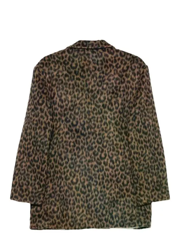 ALYSI Leopard-print Notched-lapel Coat - Brown