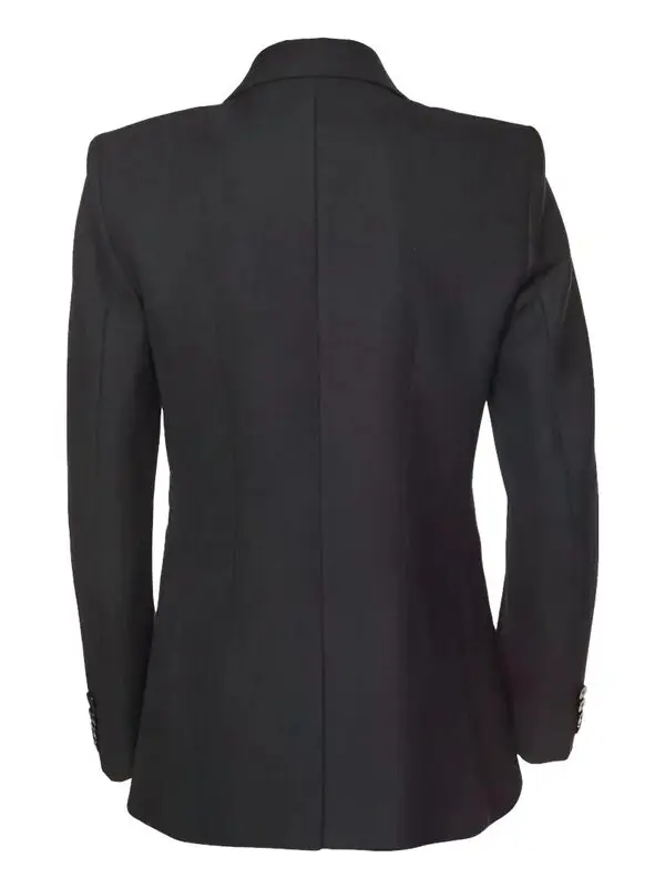 Maje Double-breasted Peak Lapel Gabardine Blazer - Black