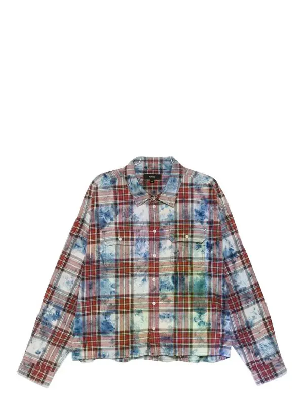 PURPLE BRAND Bleached-effect Check-pattern Shirt - Red